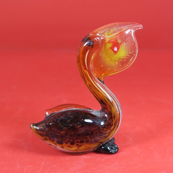 Art | Art Glass Pelican Bird Fish In Mouth Mini 3 Inch ...